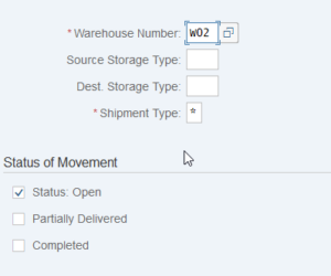 SAP WM storage bin type search