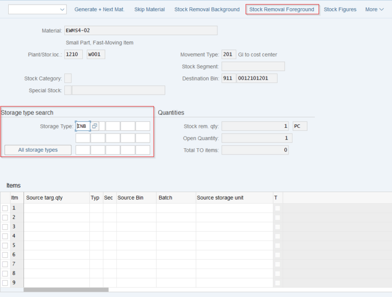Searching for the storage section in SAP WM - SAP Training and Coaching
